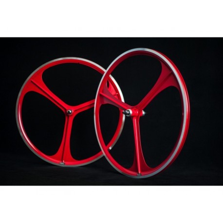 Roues à bâtons Three Spoke Rouge - Moto et loisirs
